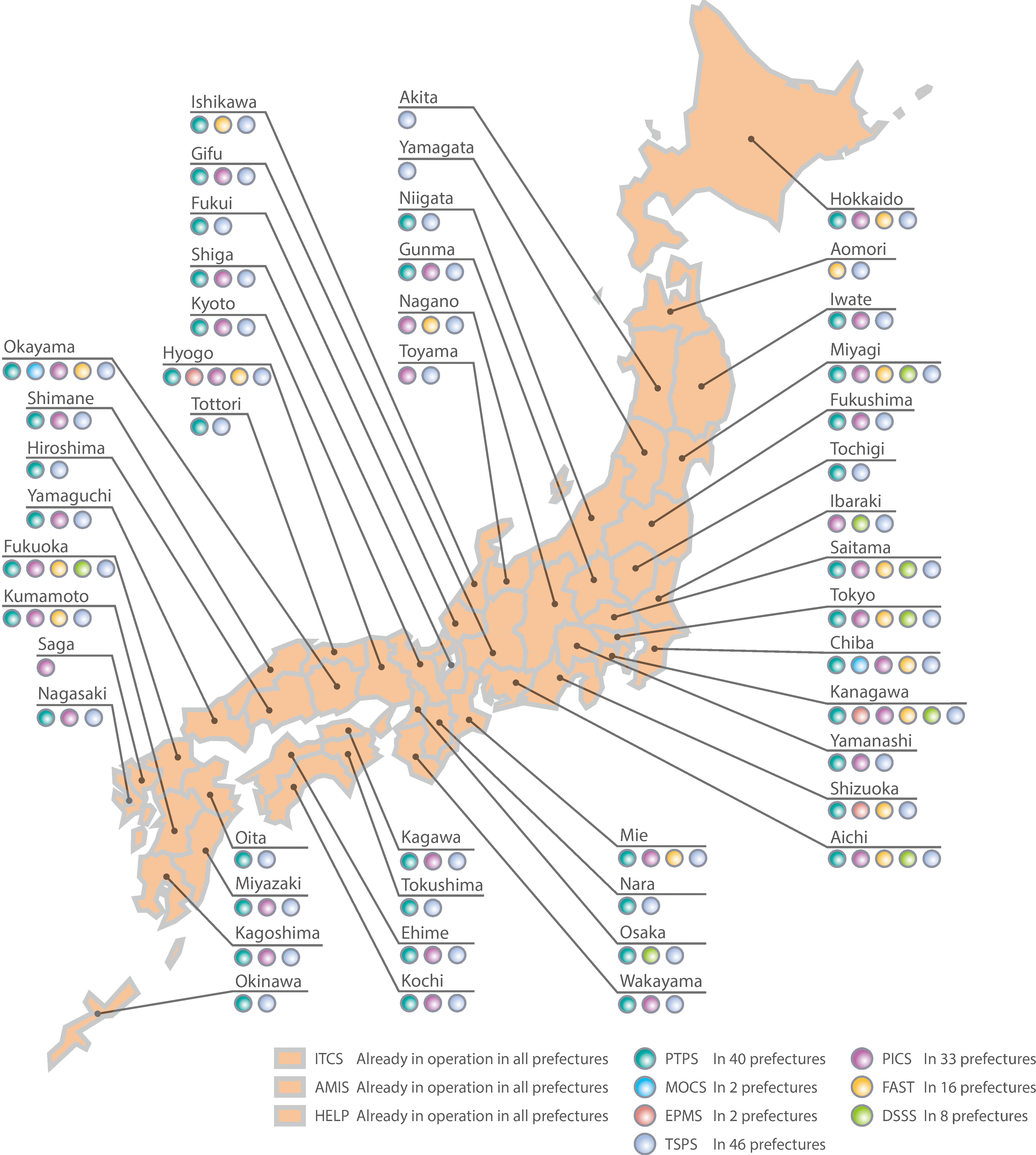 Prefectures Implementing UTMS | UTMS Society Japan